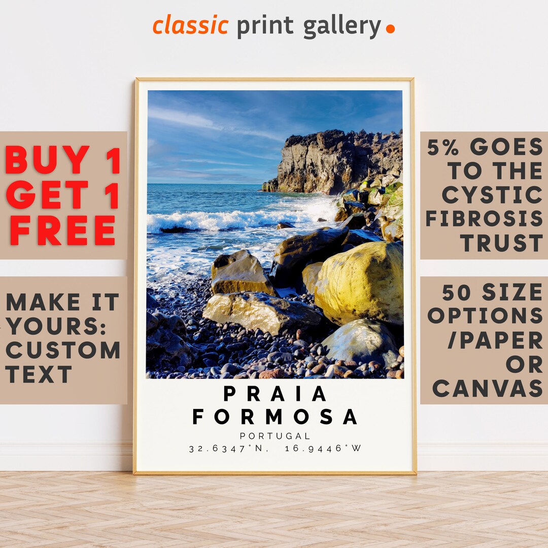 Praia Formosa Print,praia Formosa Wall Art,praia Formosa BW Poster ...