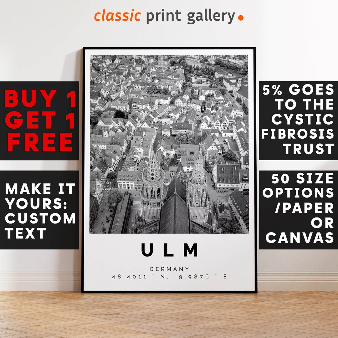 Ulm Print,ulm Wall Art,ulm Black and White Poster,personalized Birthday ...