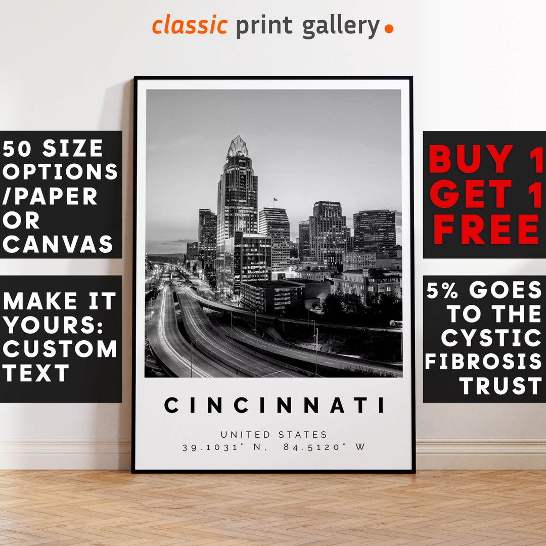 Cincinnati Print Black and White Photo, Cincinnati Wall Art, Cincinnati ...