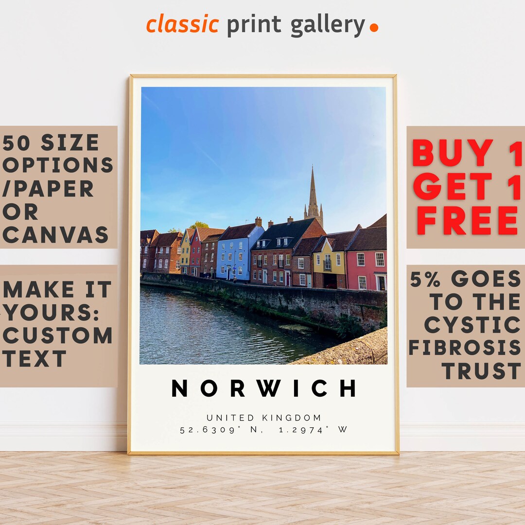 Norwich Poster Colorful Print, Norwich Wall Art, Norwich Photo Decor ...