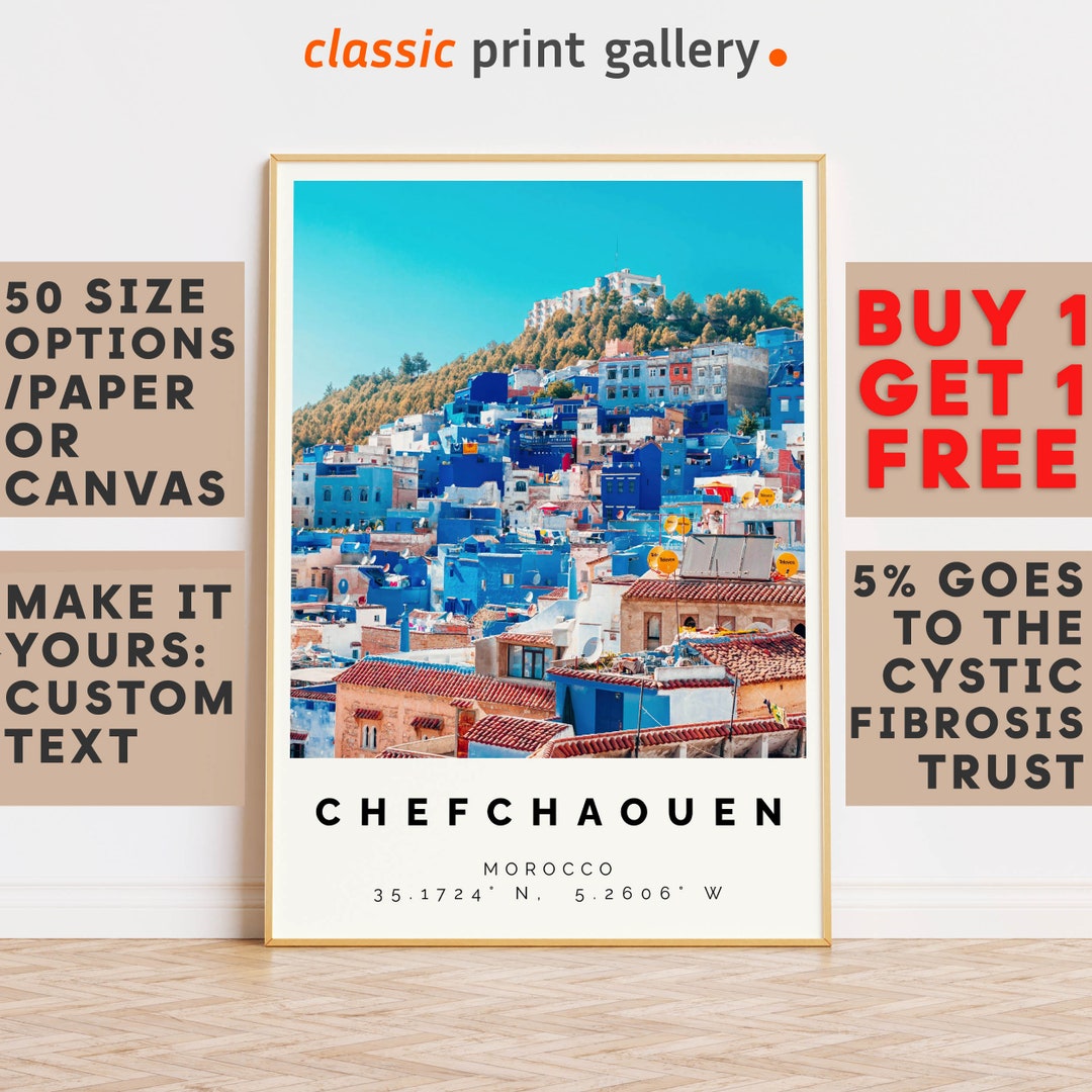 Chefchaouen Poster Colorful Print, Chefchaouen Wall Art, Chefchaouen ...