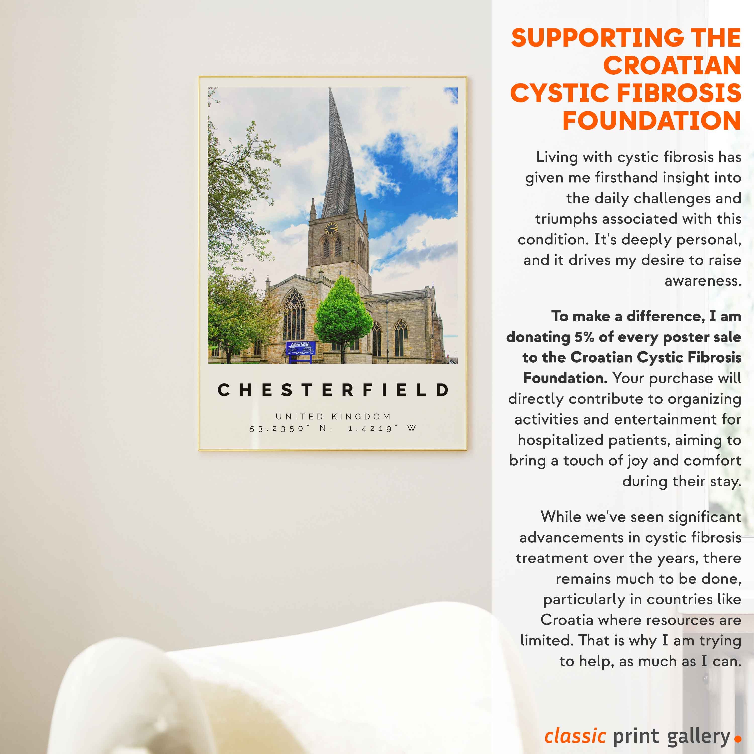 Chesterfield Poster Colorful Print, Chesterfield Wall Art, Chesterfield ...