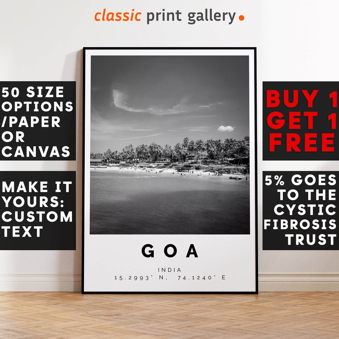 Goa Poster Black and White Print, Goa Wall Art, Goa Travel Poster, Goa ...