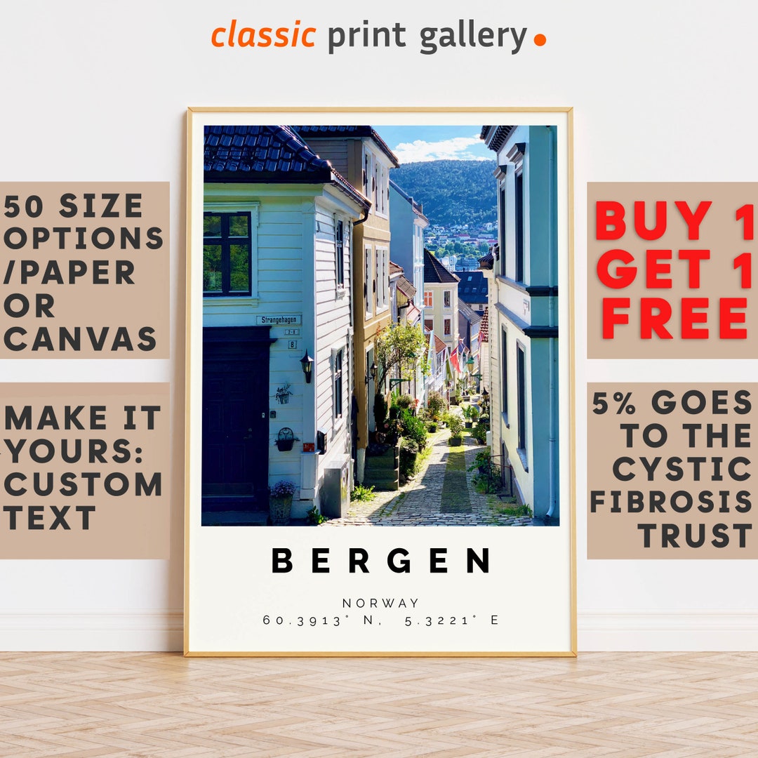 Bergen Poster Colorful Print, Bergen Wall Art, Bergen Photo Decor ...