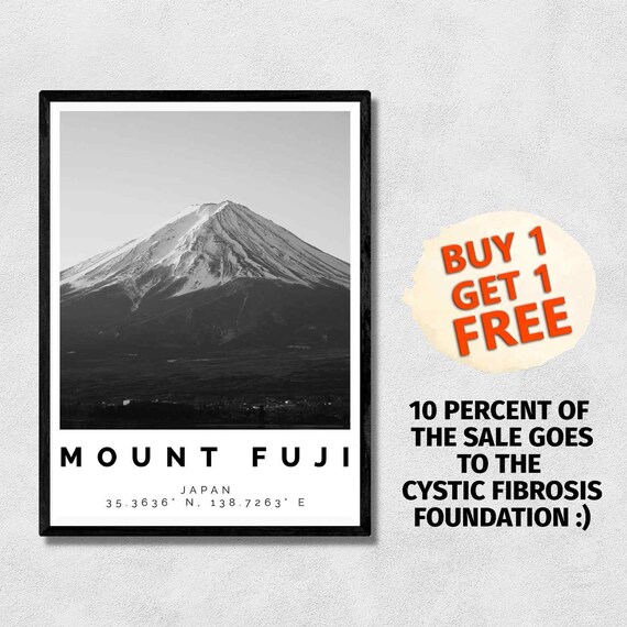Mount Fuji Print Black and White Photo Mount Fuji Wall Art - Etsy