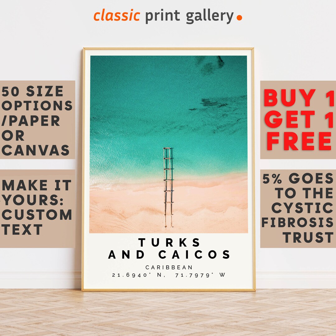 Turks and Caicos Poster Colorful Print, Turks and Caicos Wall Art ...