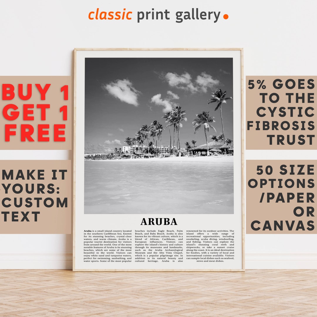 Aruba Print, Aruba Wall Art, Aruba Black and White Poster, Personalized ...