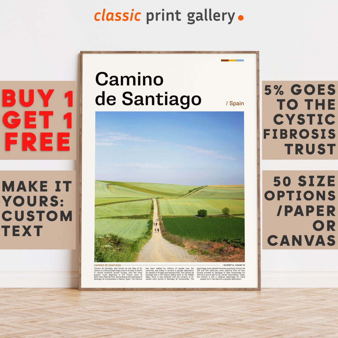 Camino De Santiago Print, Camino De Santiago Wall Art, Color Poster ...