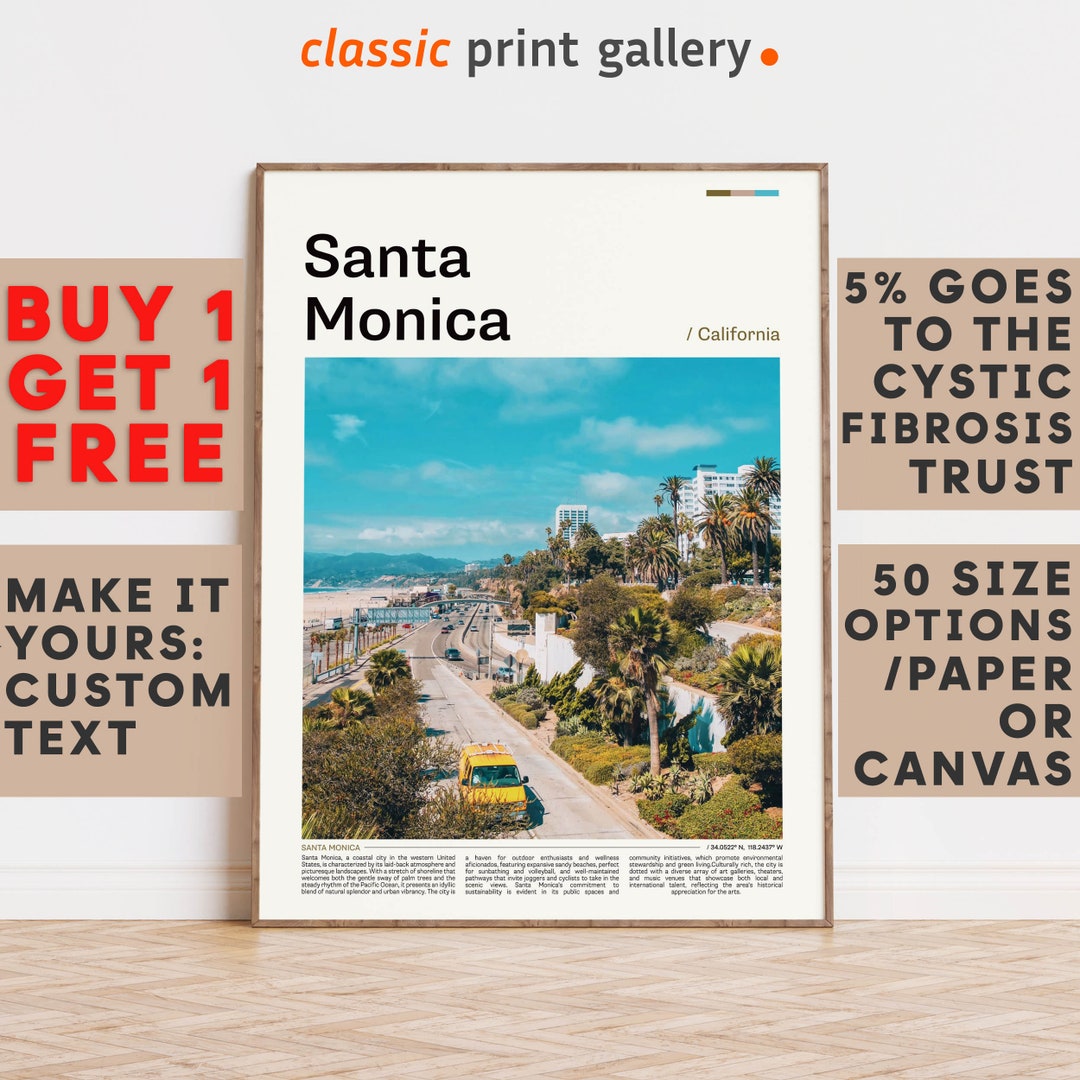 Santa Monica Print, Santa Monica Wall Art, Santa Monica Color Poster ...