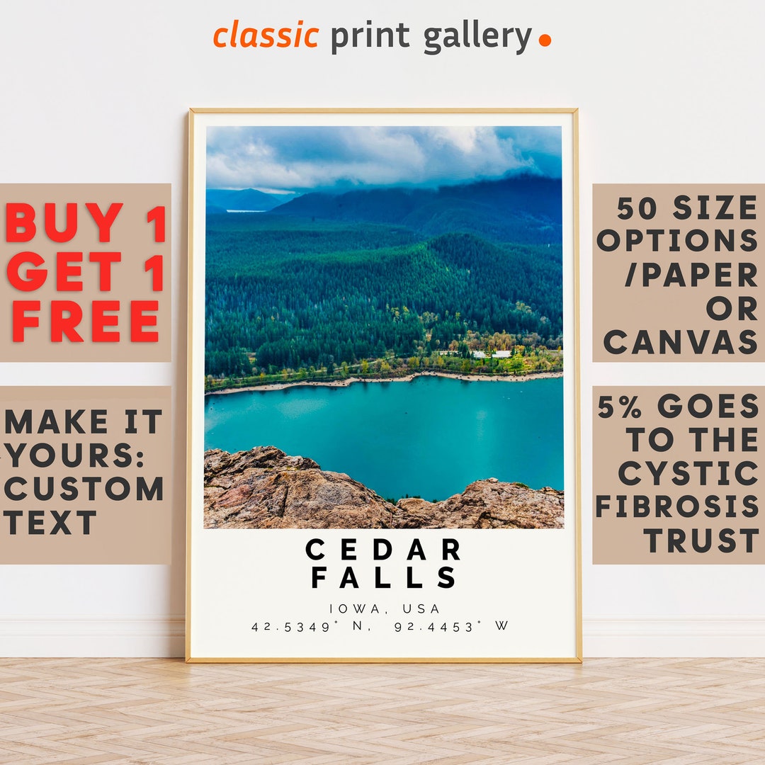 Cedar Falls Print Colorful Poster|cedar Falls Wall Art|cedar Falls ...