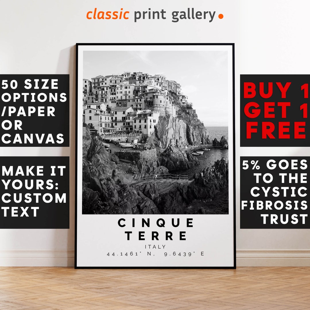 Cinque Terre Poster Black and White Print, Cinque Terre Wall Art ...
