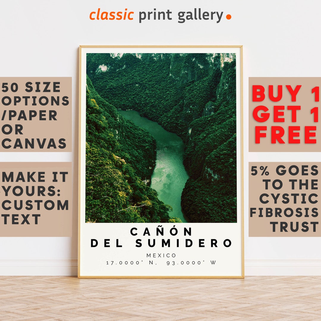 Sumidero Canyon Poster Colorful Print, Sumidero Canyon Wall Art ...