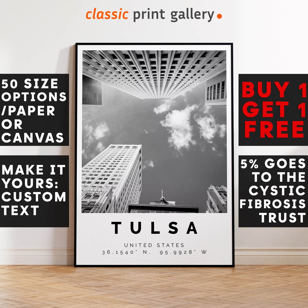 Tulsa Poster,tulsa Print,tulsa Black and White Photographic Art ...