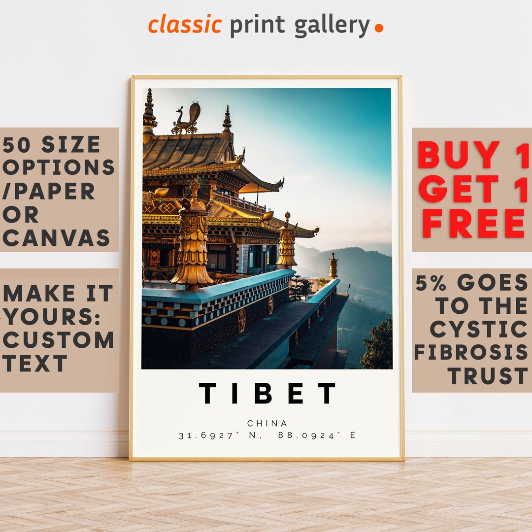 Tibet Poster Colorful Print, Tibet Wall Art, Tibet Photo Decor, Tibet Gift Travel Print,Office ...