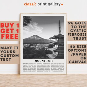 Mount Fuji Print, Mount Fuji Wall Art, Mount Fuji Black and White ...