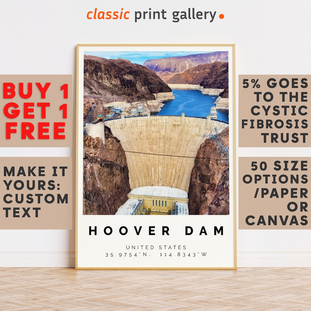 Hoover Dam Print,hoover Dam Wall Art,hoover Dam Colorful Poster ...