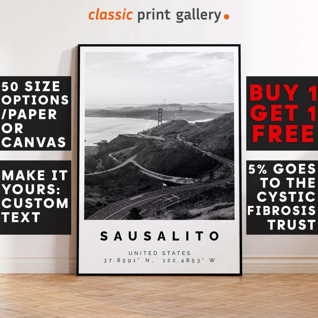 Sausalito Poster Black and White Print, Sausalito Wall Art, Sausalito ...