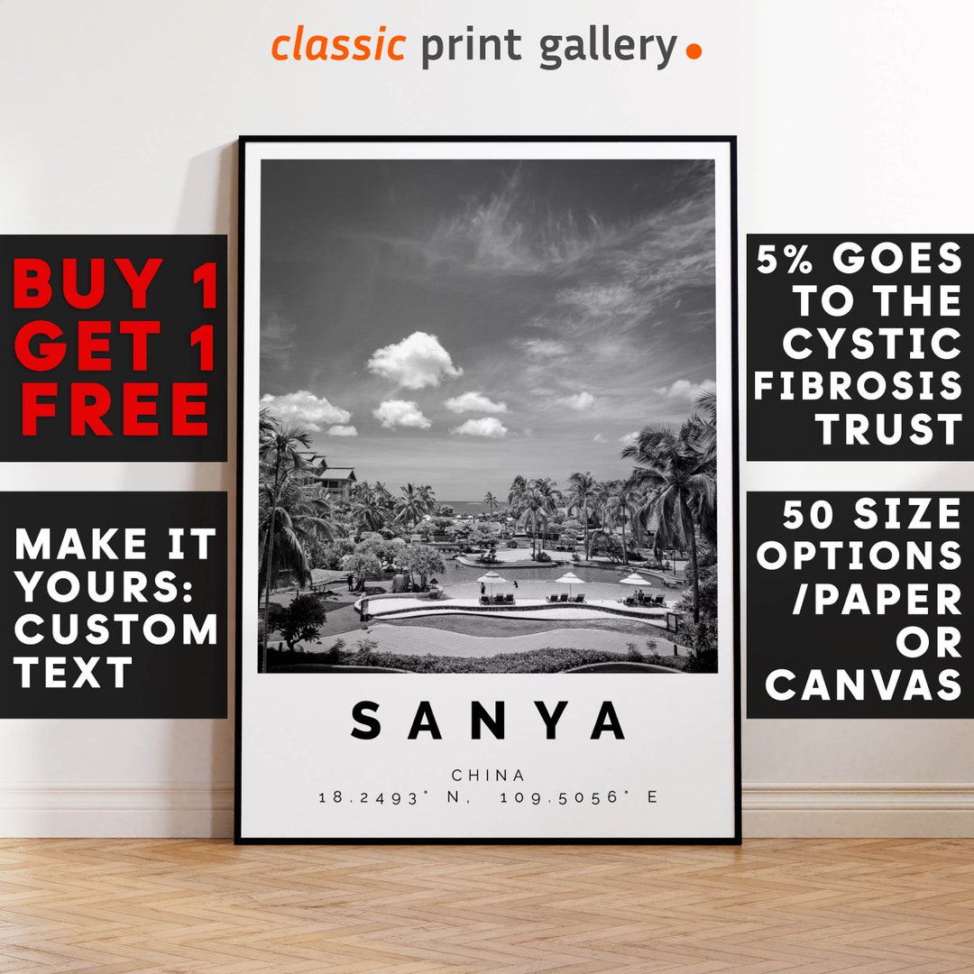Sanya Print,sanya Wall Art,sanya Black and White Poster,personalized ...