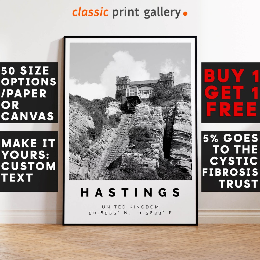 Hastings Poster Black and White Print, Hastings Wall Art, Hastings ...