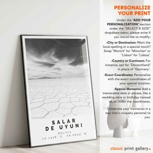 Salar De Uyuni Poster Black and White Print, Salar De Uyuni Wall Art ...