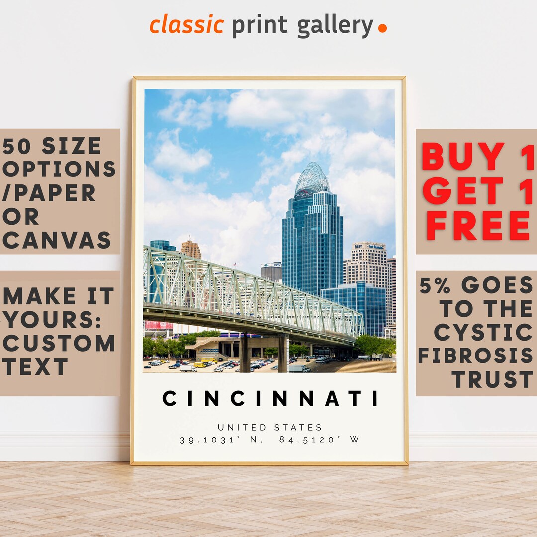 Cincinnati Poster Colorful Print, Cincinnati Wall Art, Cincinnati Photo ...