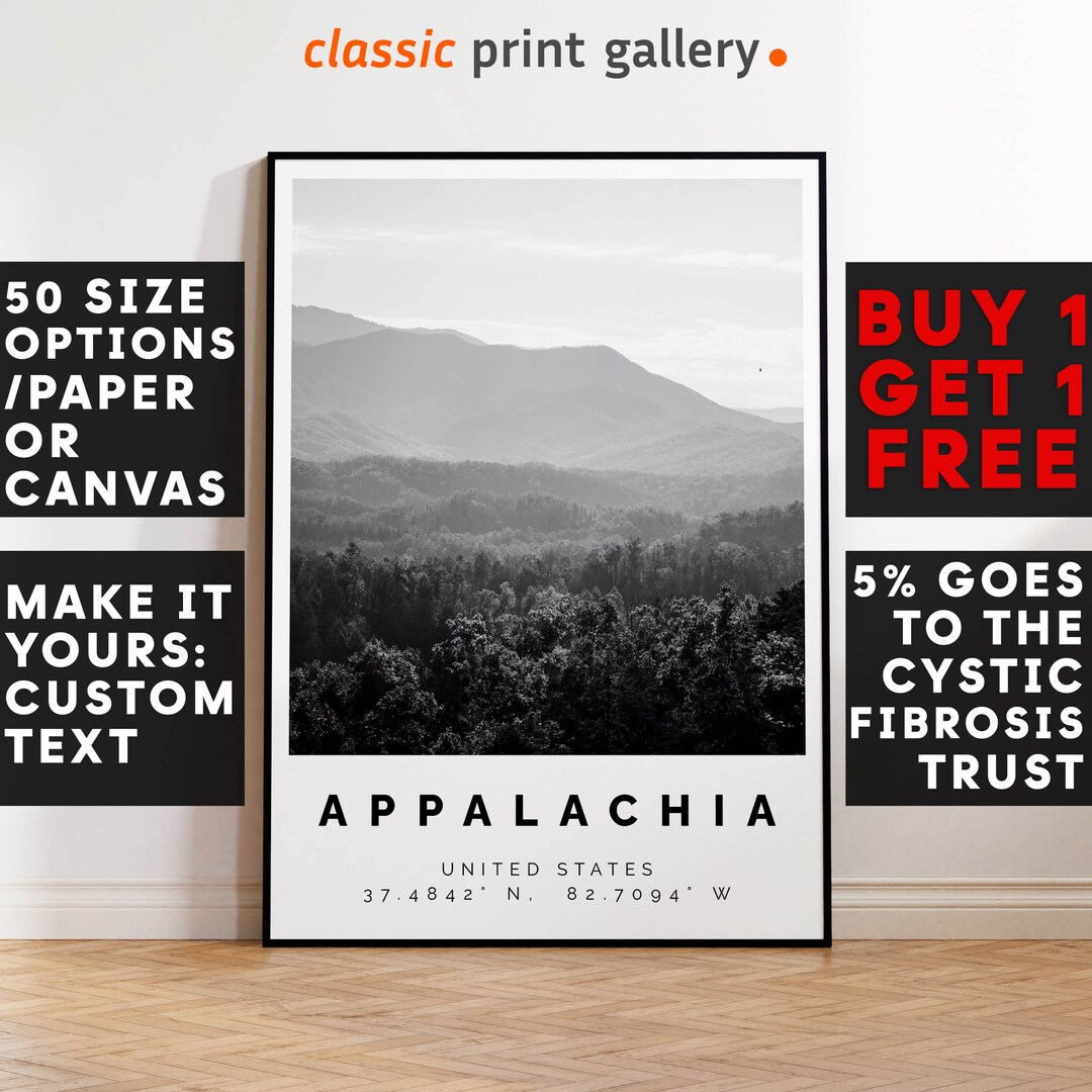 Appalachia Poster Black and White Print, Appalachia Wall Art ...