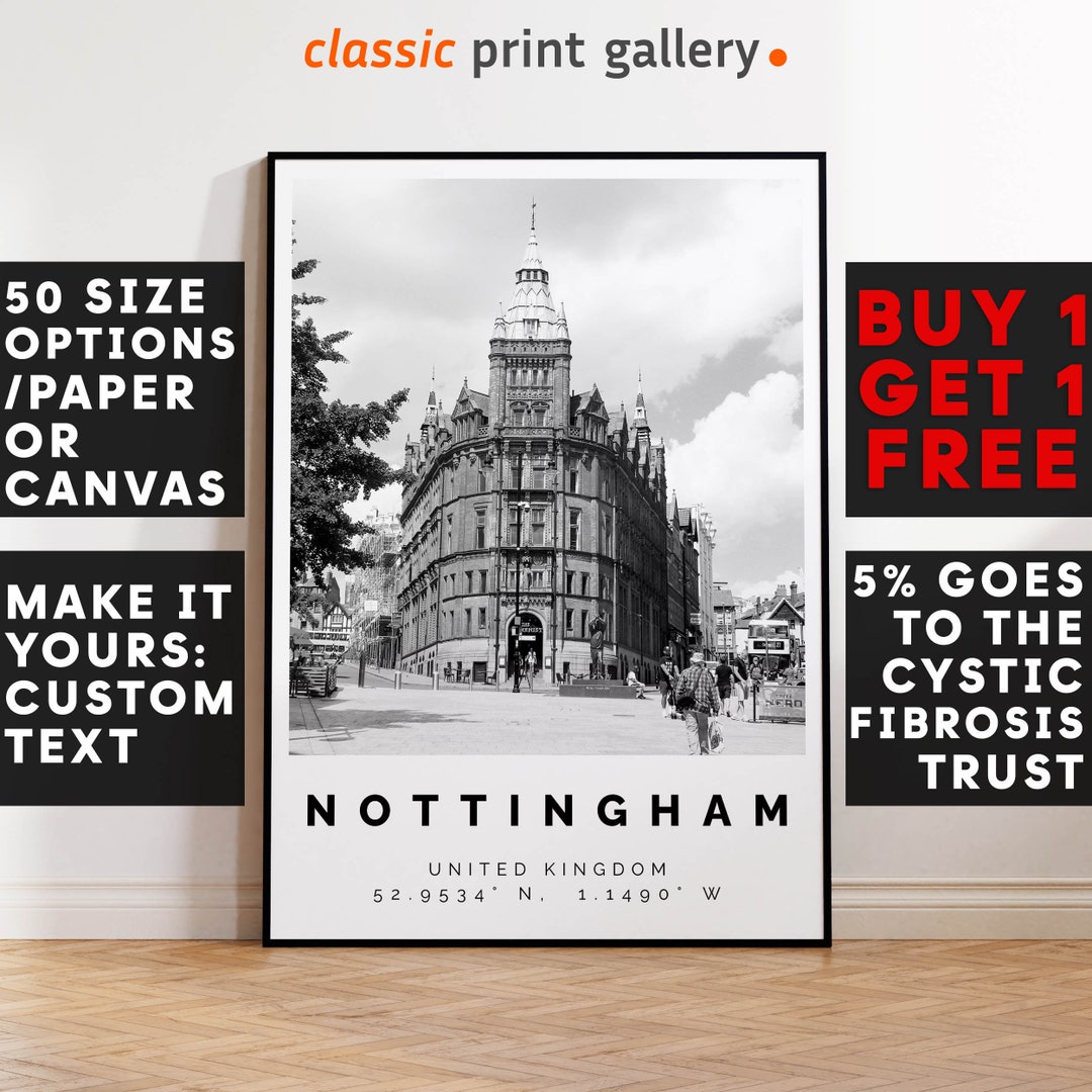 Nottingham Poster Print,nottingham Wall Art, Housewarming Gift ...