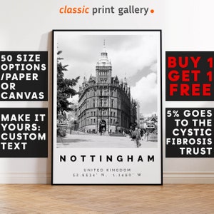 Nottingham Poster Print,nottingham Wall Art, Housewarming Gift ...