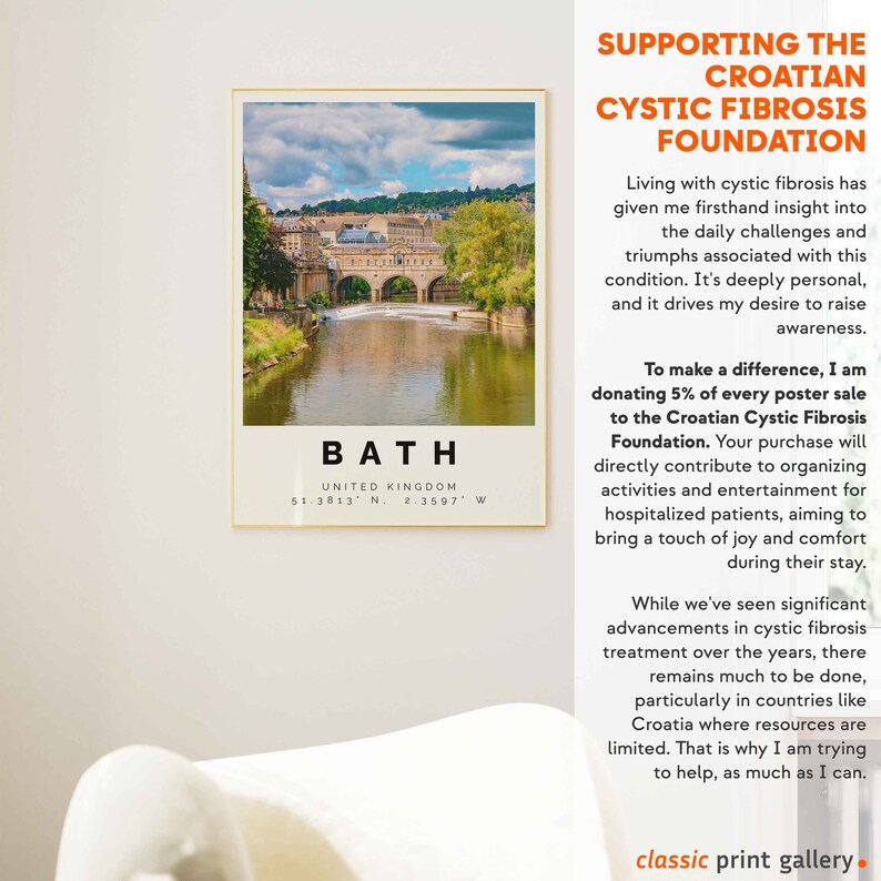 Bath Poster Colorful Print, Bath Wall Art, Bath Photo Decor, Bath Gift ...