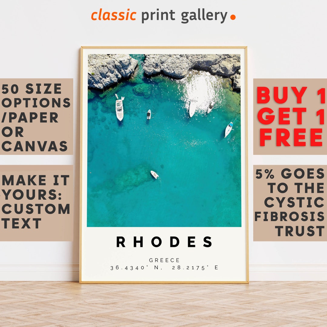Rhodes Poster Colorful Print, Rhodes Wall Art, Rhodes Photo Decor ...