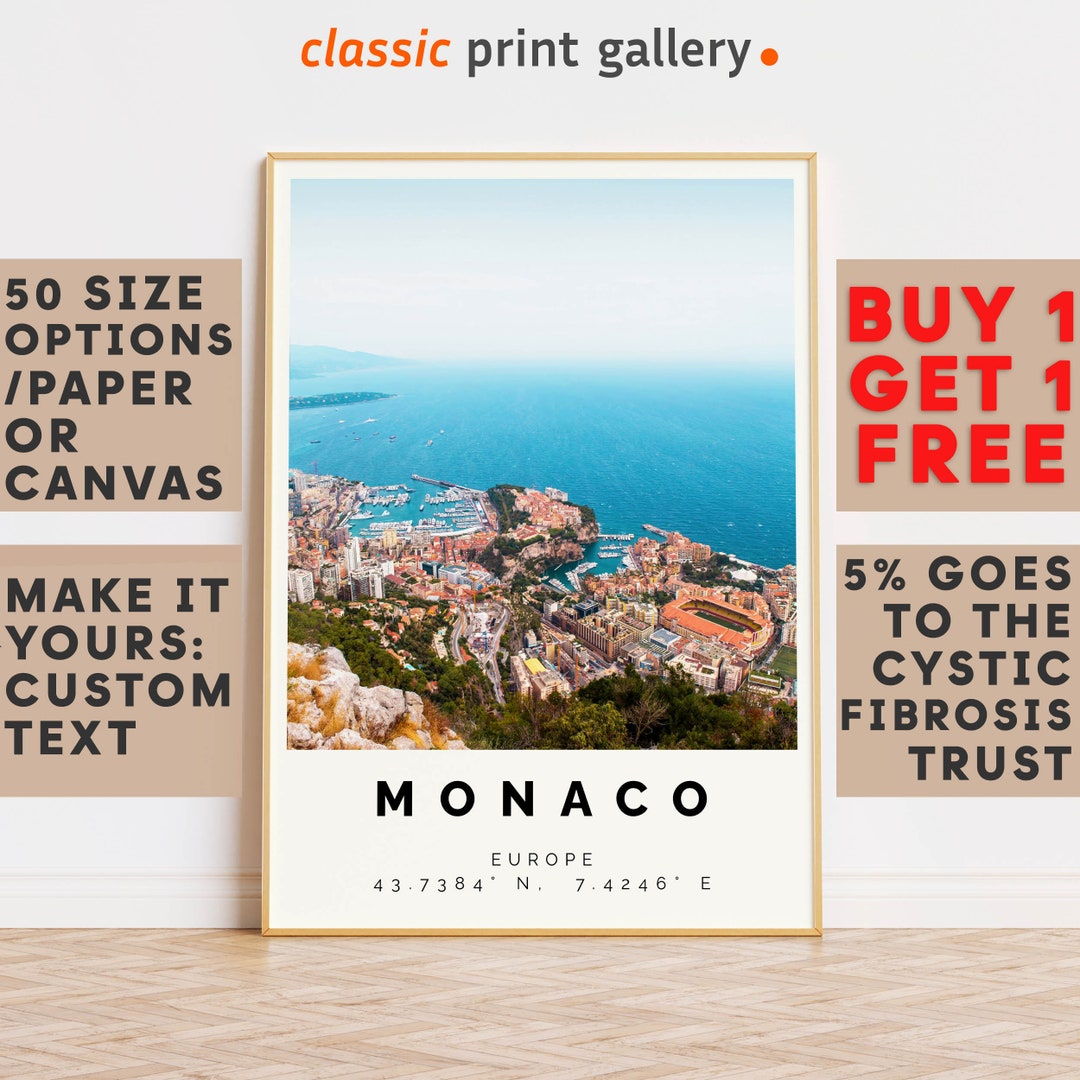 Monaco Poster Colorful Print, Monaco Wall Art, Monaco Photo Decor ...
