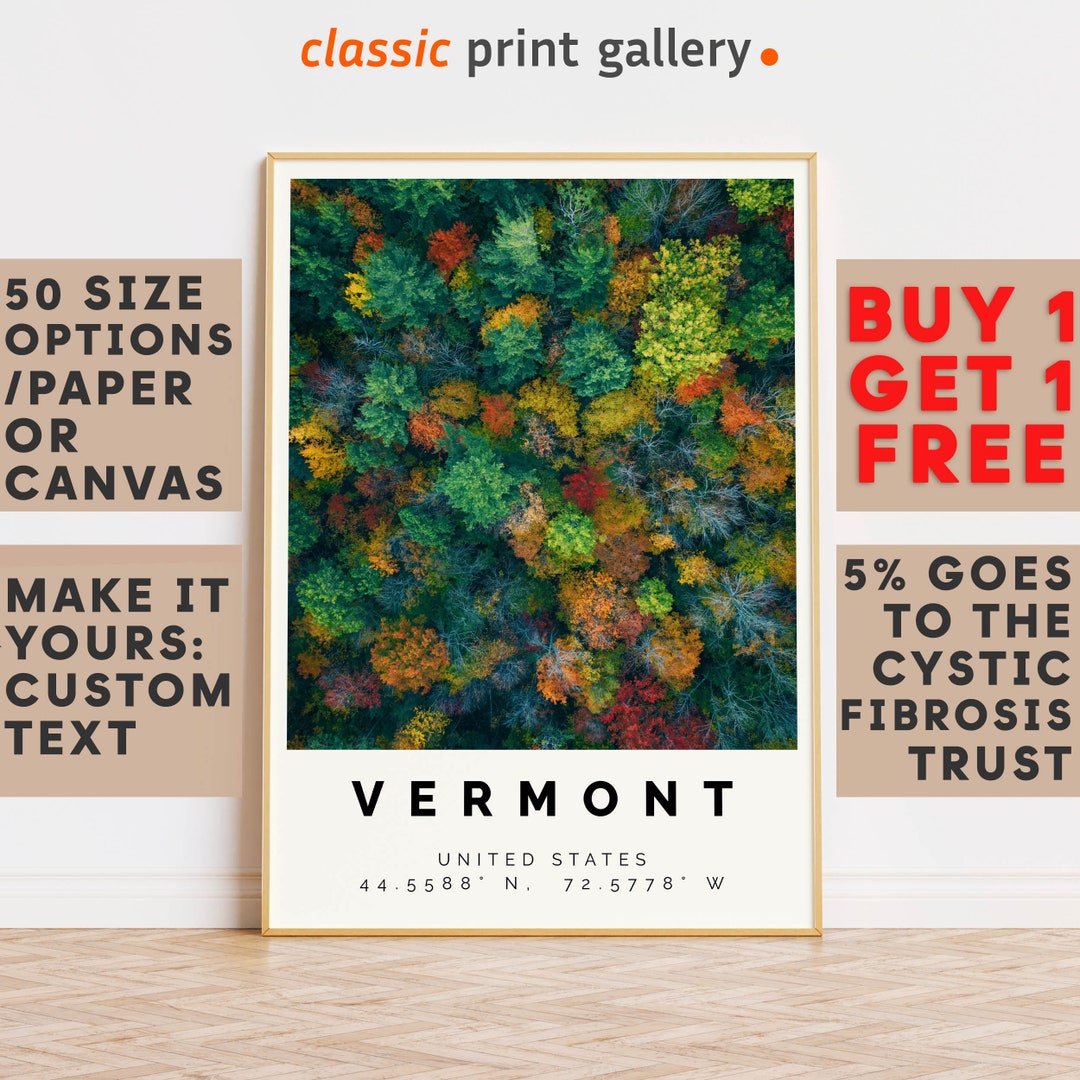 Vermont Poster Colorful Print, Vermont Wall Art, Vermont Photo Decor ...