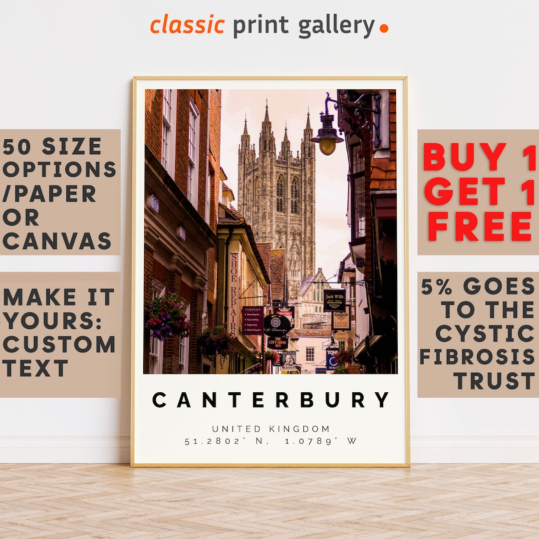 Canterbury Poster Colorful Print, Canterbury Wall Art, Canterbury Photo ...