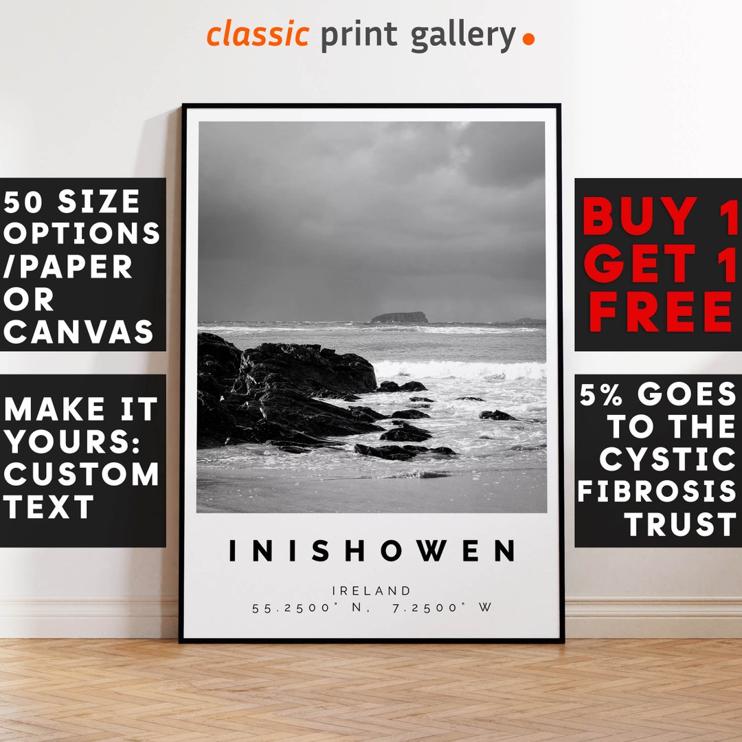 Inishowen Poster Black and White Print, Inishowen Wall Art, Inishowen ...