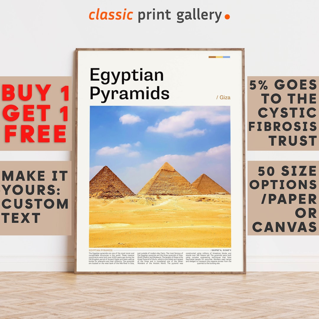 Egyptian Pyramids Print, Egyptian Pyramids Wall Art, Egyptian Color ...