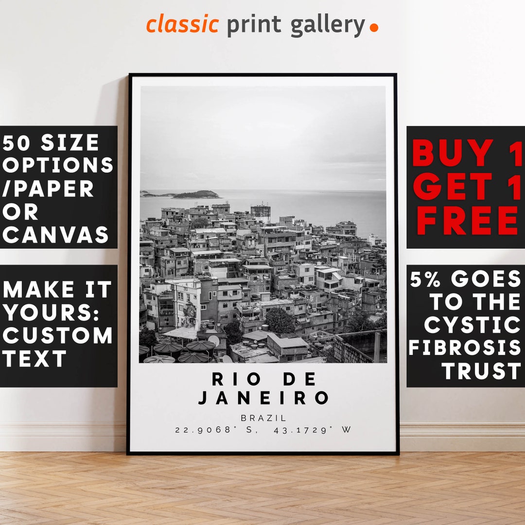 Rio de Janeiro Poster Black and White Print, Rio de Janeiro Wall Art ...