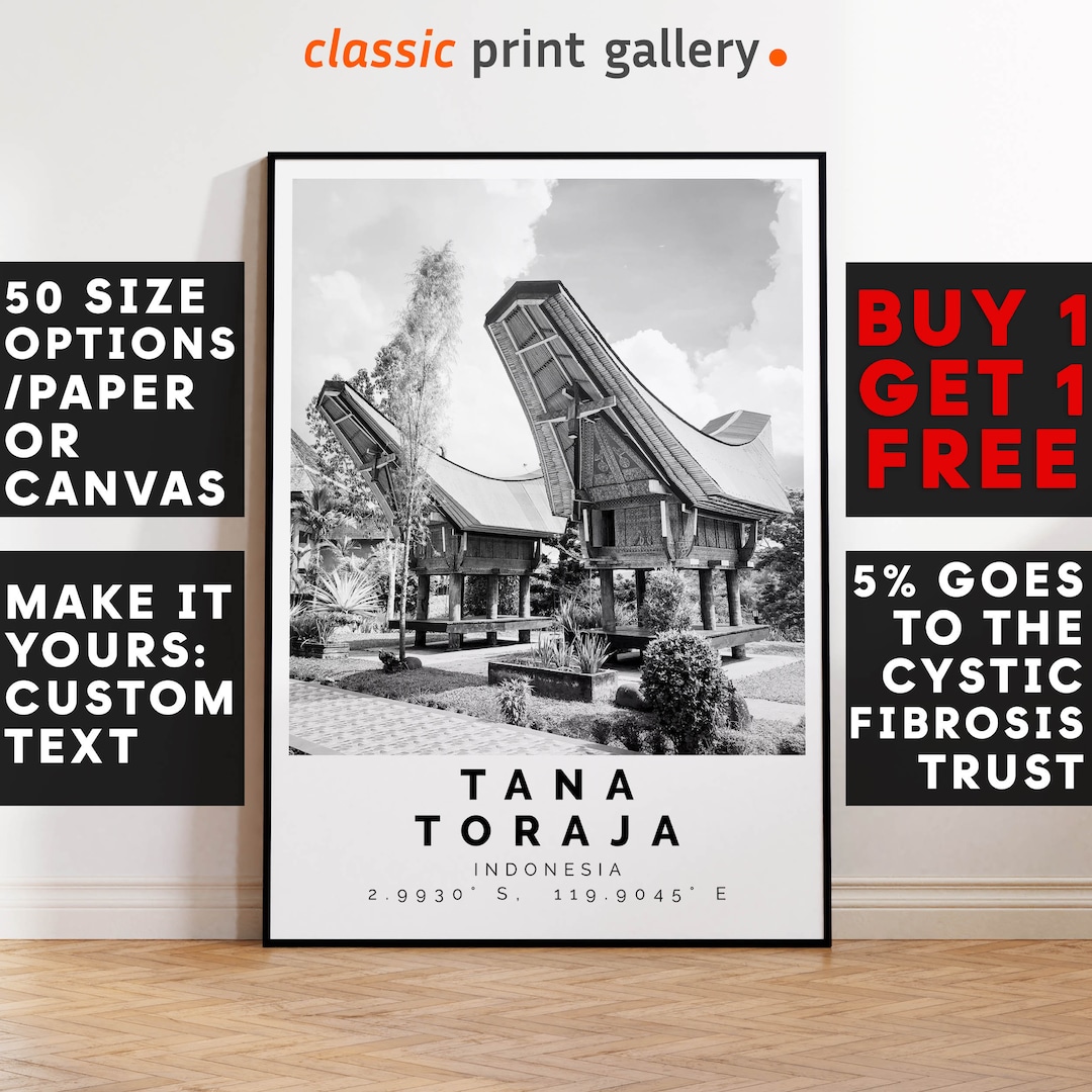Tana Toraja Poster Black and White Print, Tana Toraja Wall Art, Tana ...