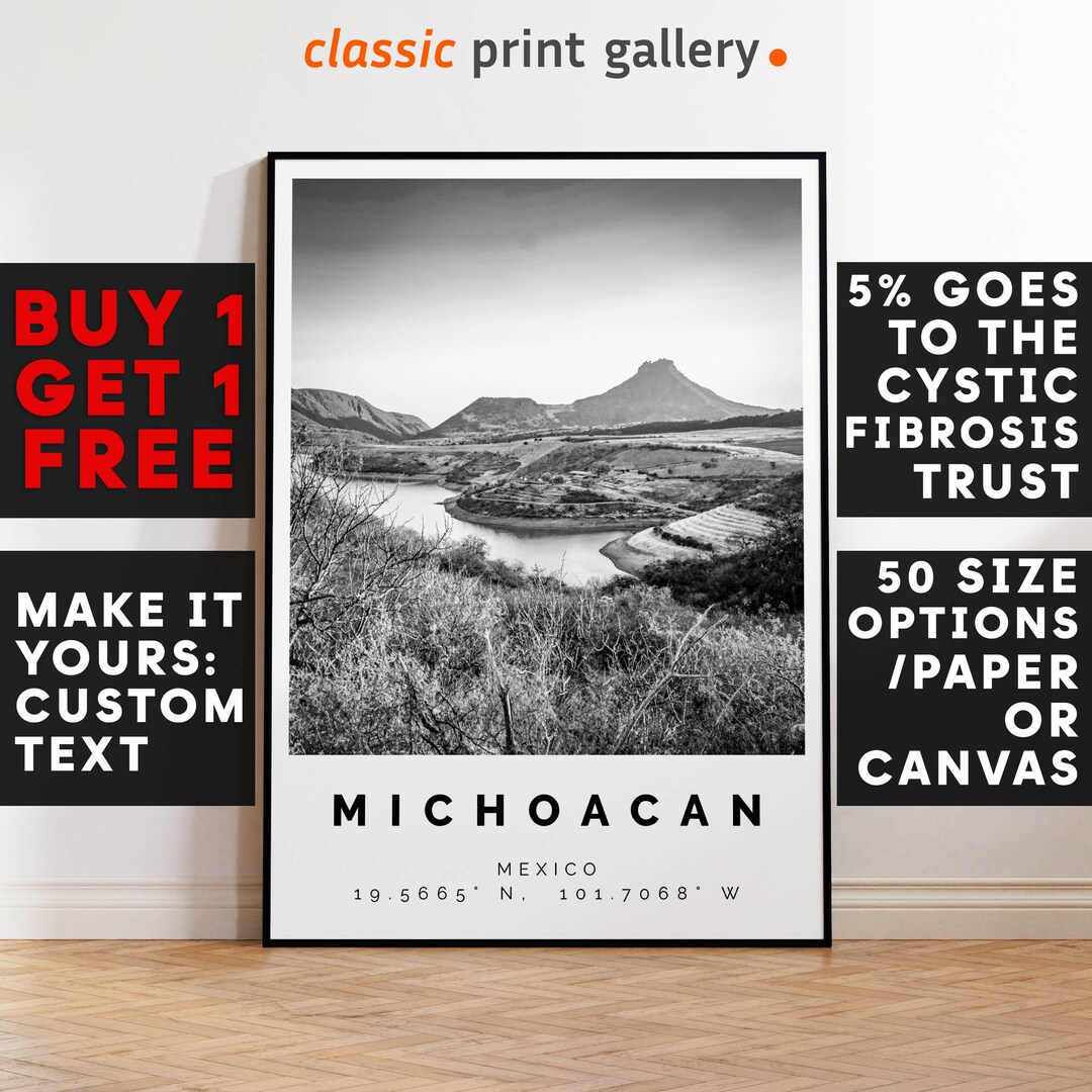 Michoacan Print,michoacan Wall Art,michoacan Black and White Poster ...