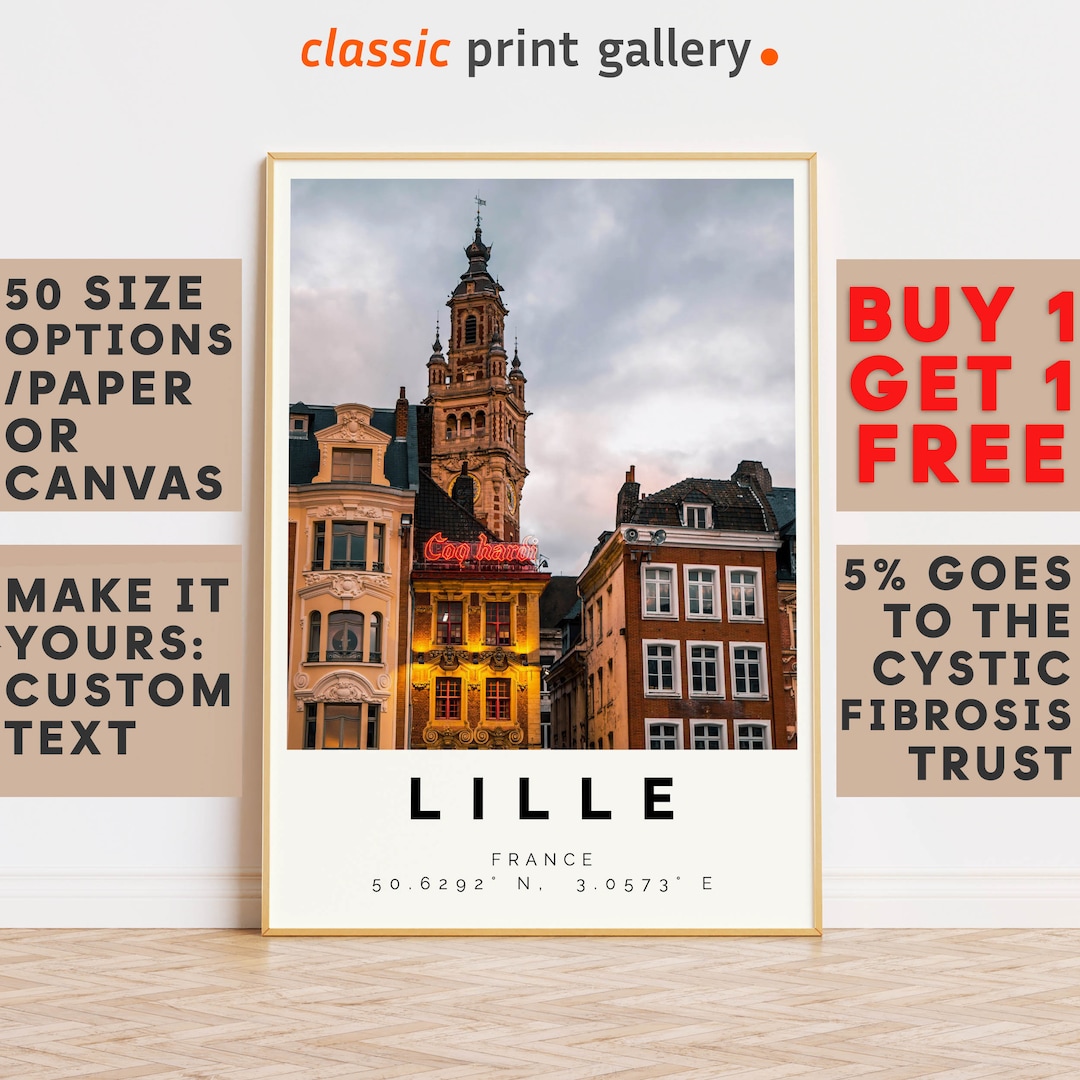Lille Poster Colorful Print, Lille Wall Art, Lille Photo Decor, Lille ...