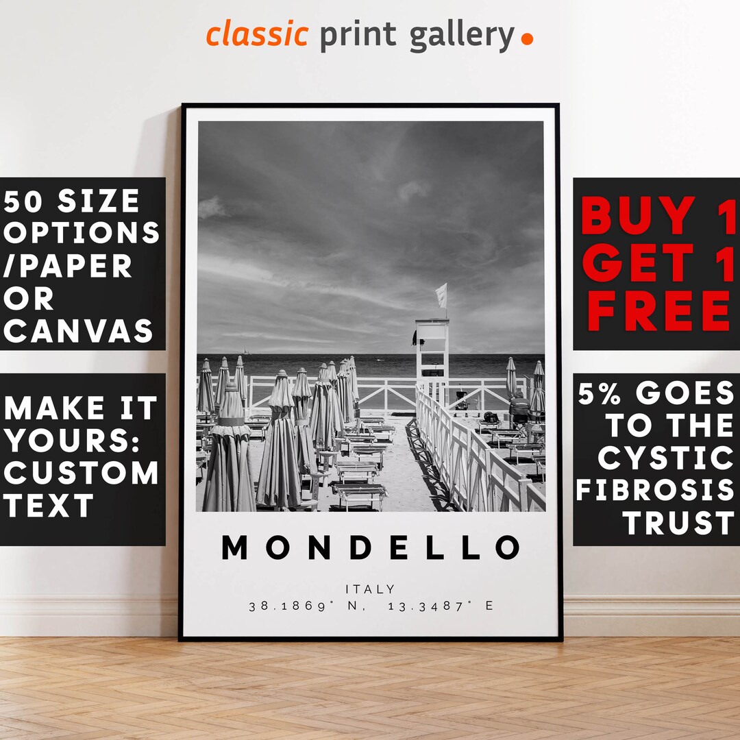 Mondello Poster Black and White Print, Mondello Wall Art, Mondello ...