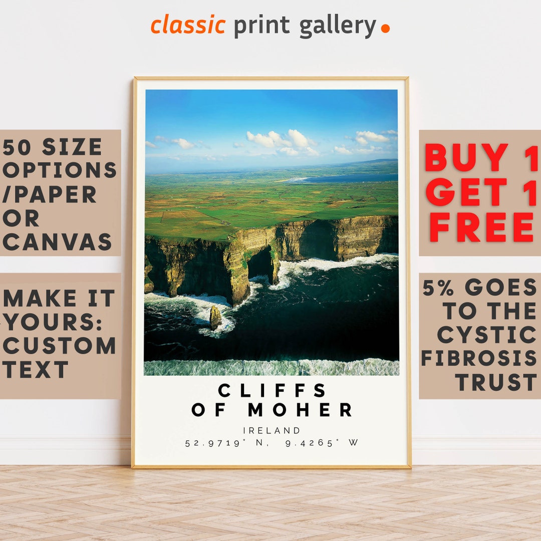Cliffs of Moher Poster Colorful Print, Cliffs of Moher Wall Art, Cliffs ...