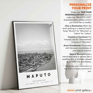 Maputo Poster Black and White Print, Maputo Wall Art, Maputo Travel ...