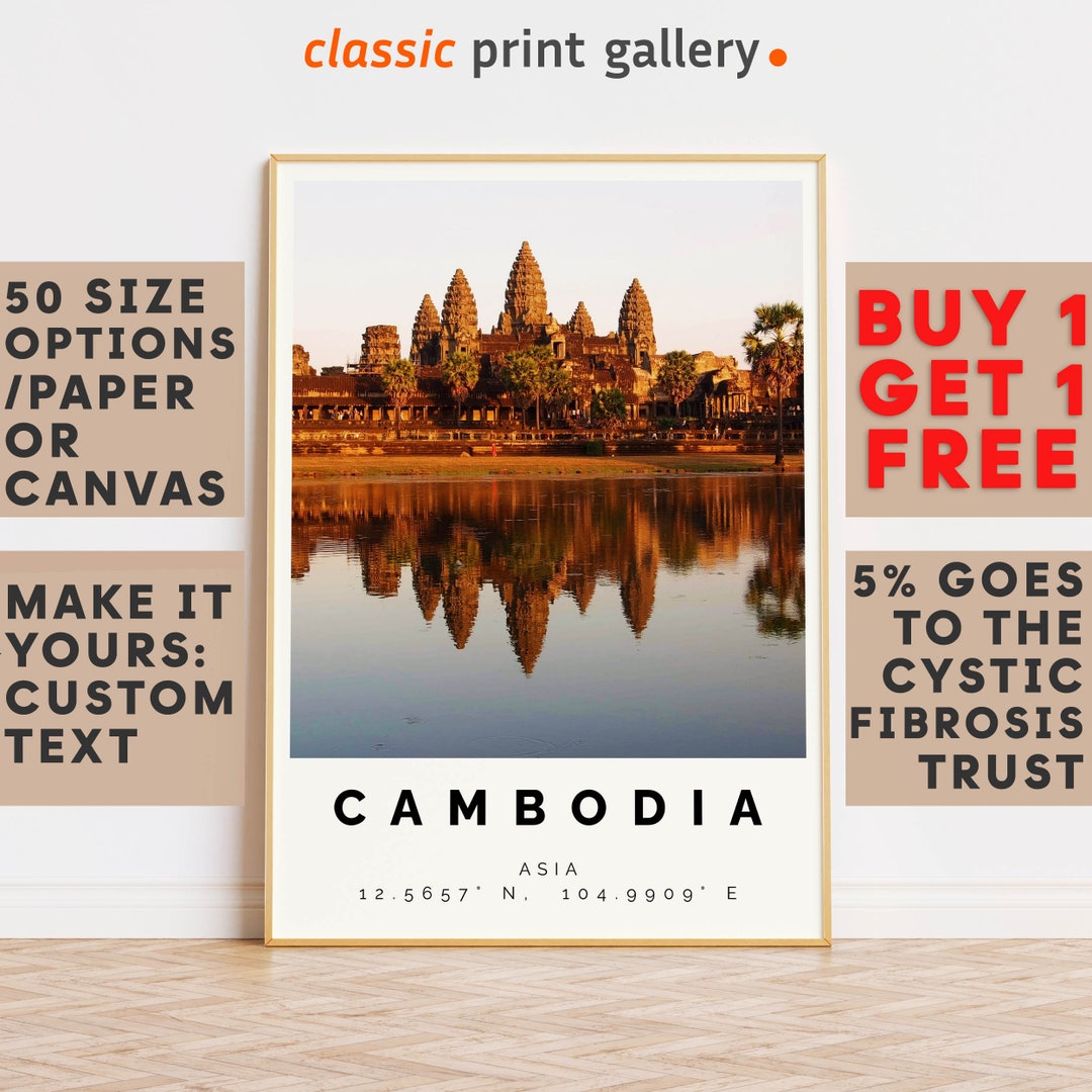 Cambodia Poster Colorful Print, Cambodia Wall Art, Cambodia Photo Decor ...