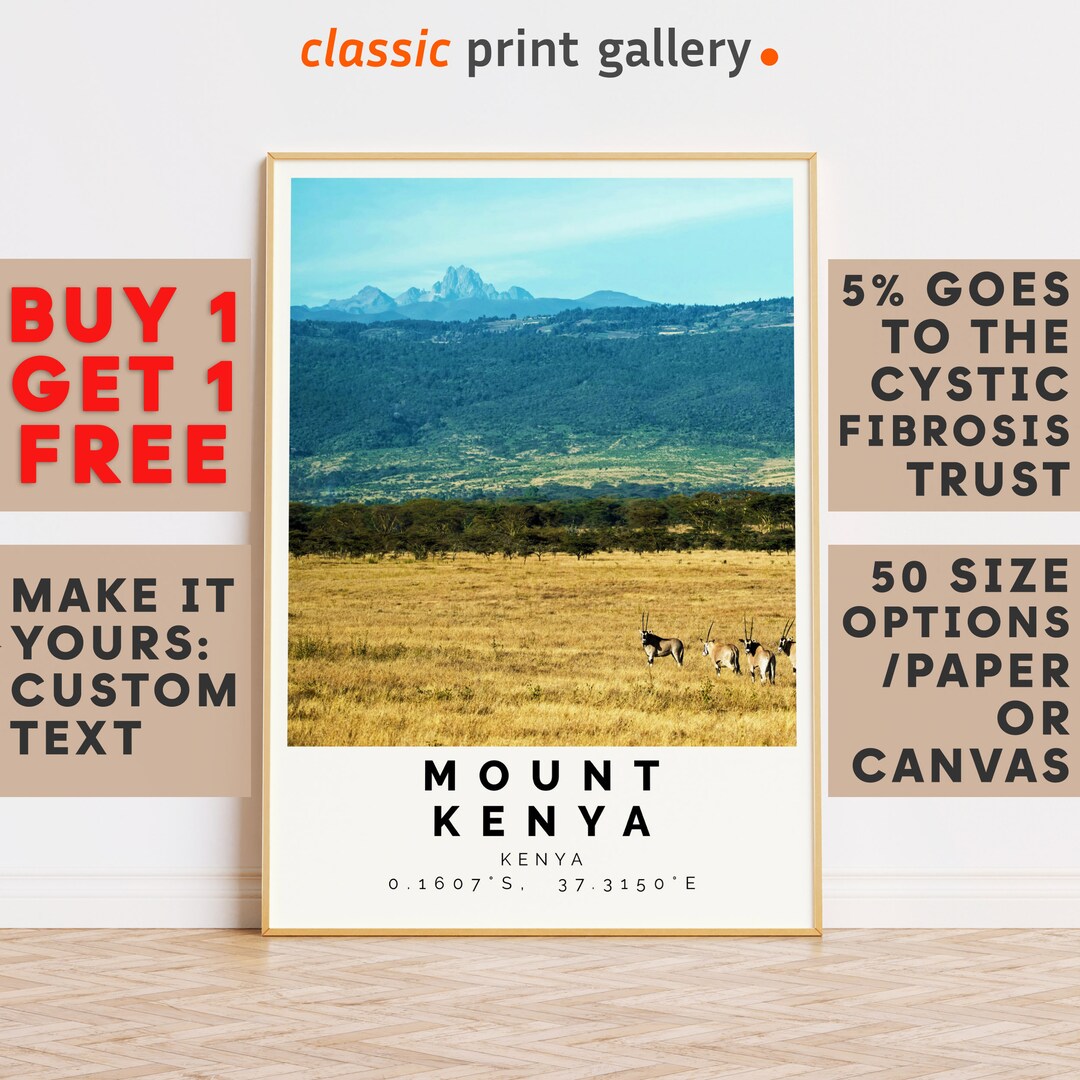 Mount Kenya Print,mount Kenya Wall Art,mount Kenya Colorful Poster ...