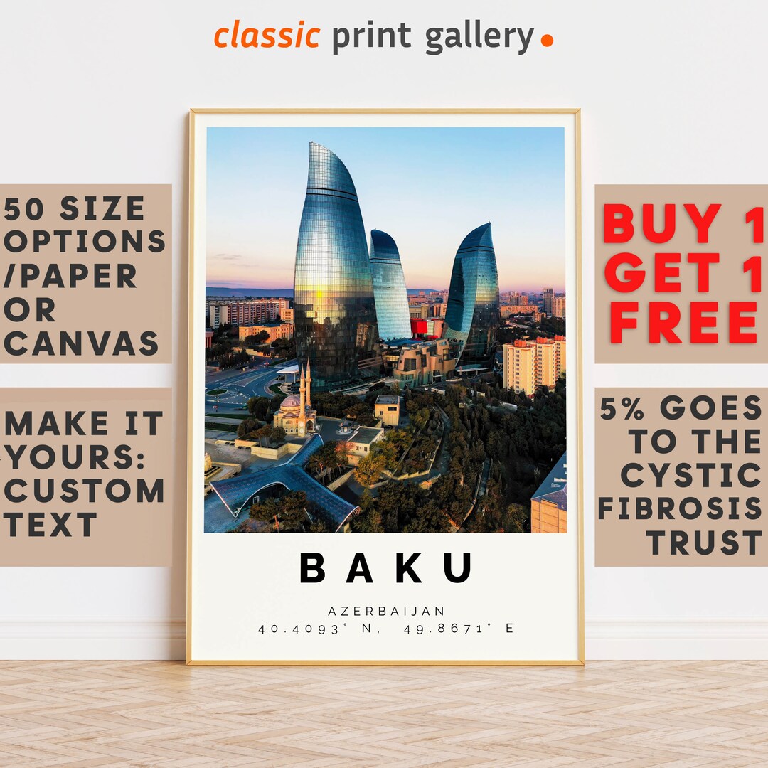Baku Poster Colorful Print, Baku Wall Art, Baku Photo Decor, Baku Gift Travel Print,azerbaijan ...