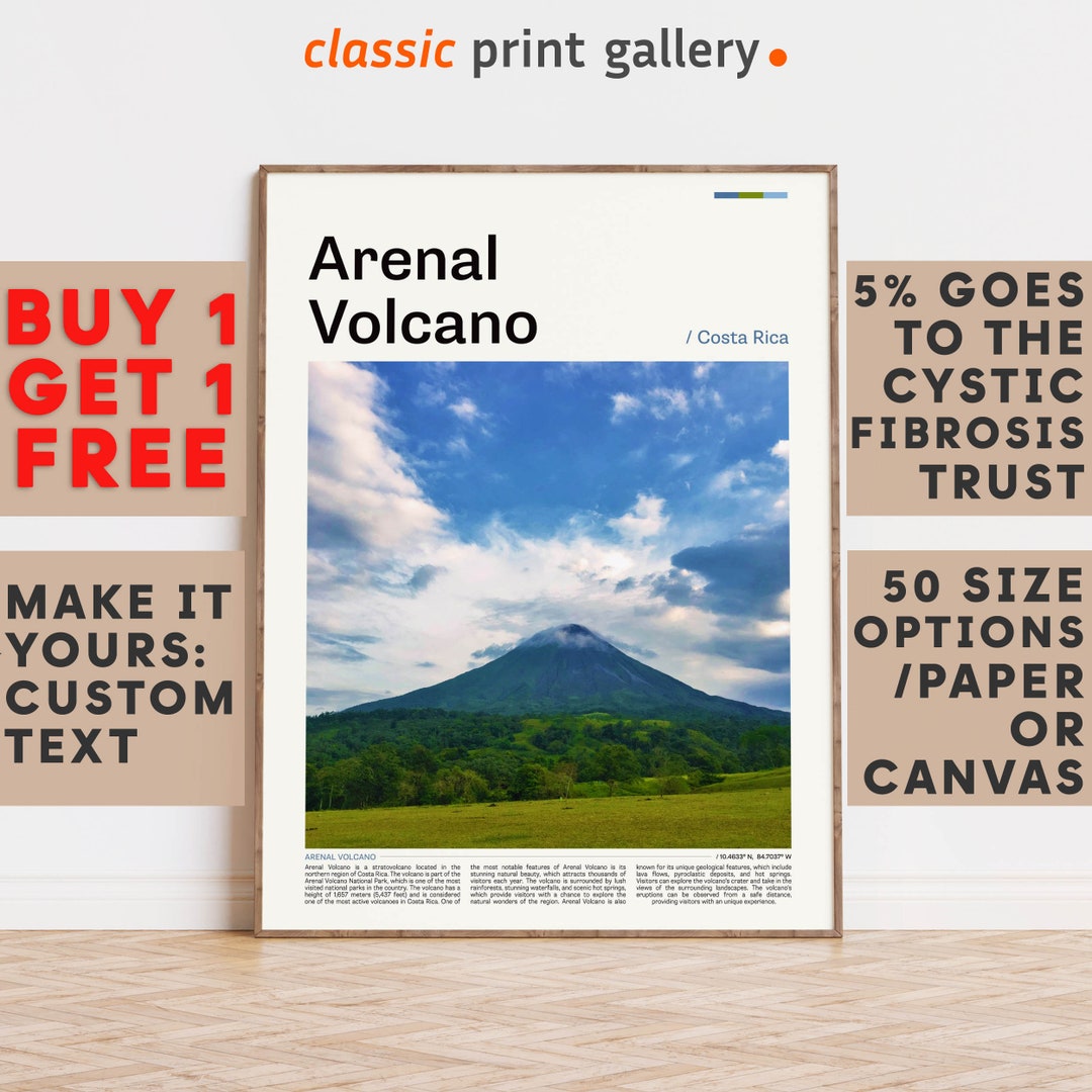 Arenal Volcano Print, Arenal Volcano Wall Art, Arenal Volcano Color ...