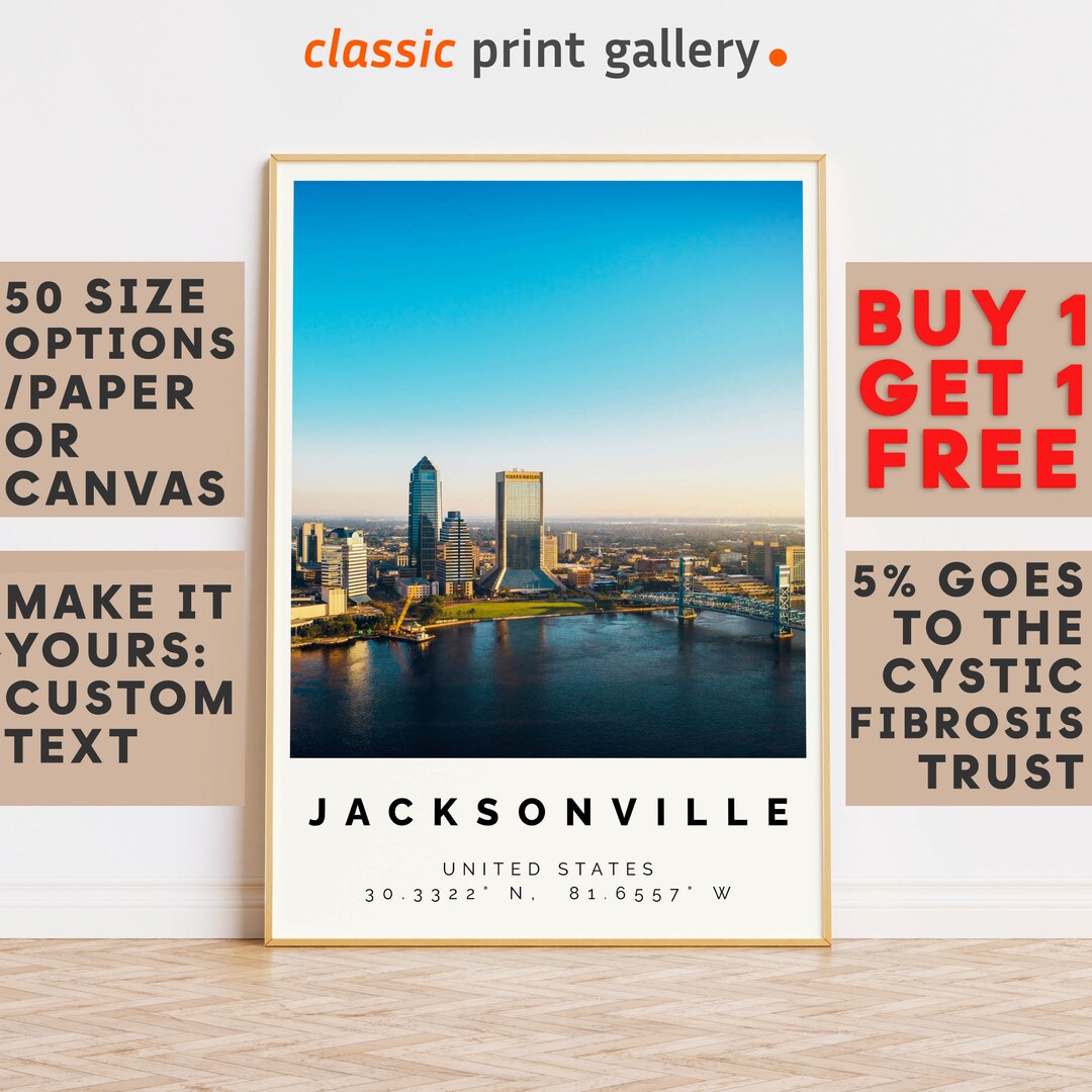 Jacksonville Poster Colorful Print, Jacksonville Wall Art, Jacksonville ...