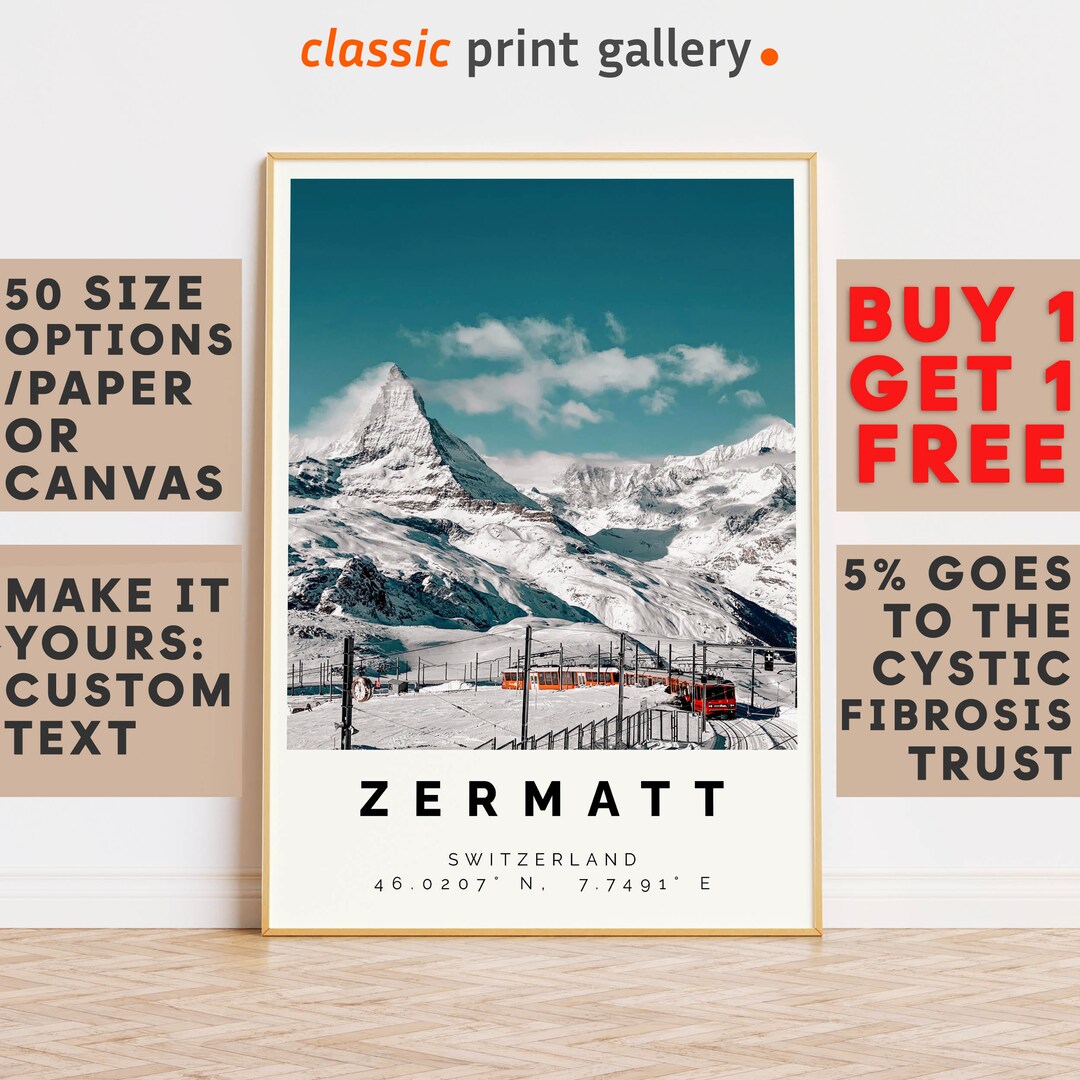 Zermatt Poster Colorful Print, Zermatt Wall Art, Zermatt Photo Decor ...