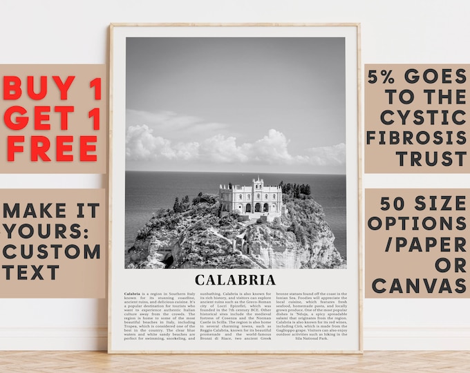 Calabria Print, Calabria Wall Art, Calabria Black and White Poster ...