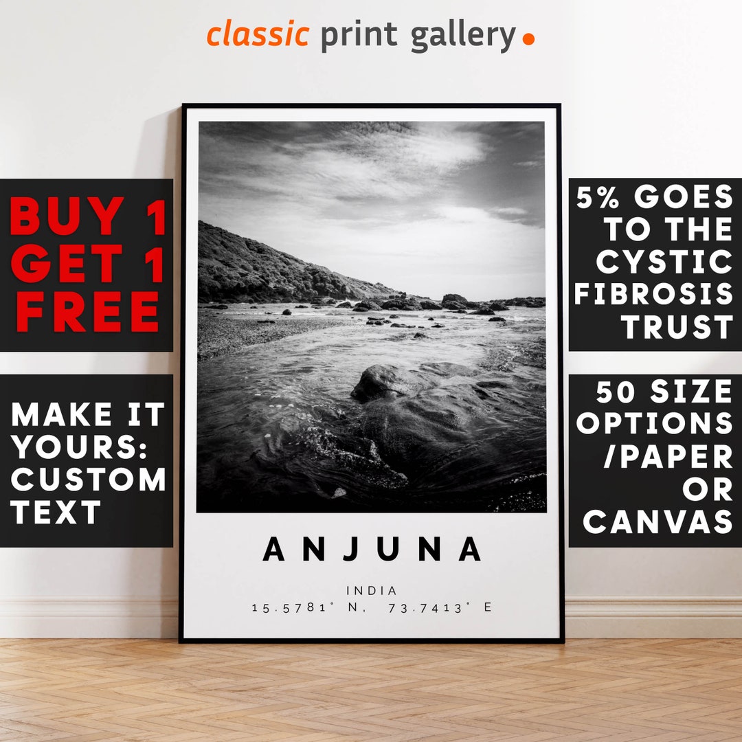 Anjuna Print,anjuna Wall Art,anjuna Black and White Poster,personalized ...